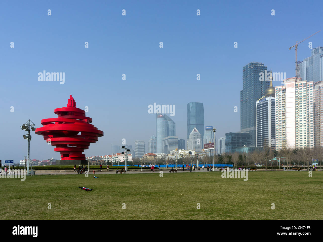 The red May 4th Monument, in the May 4th Square, Qingdao, China Stock ...
