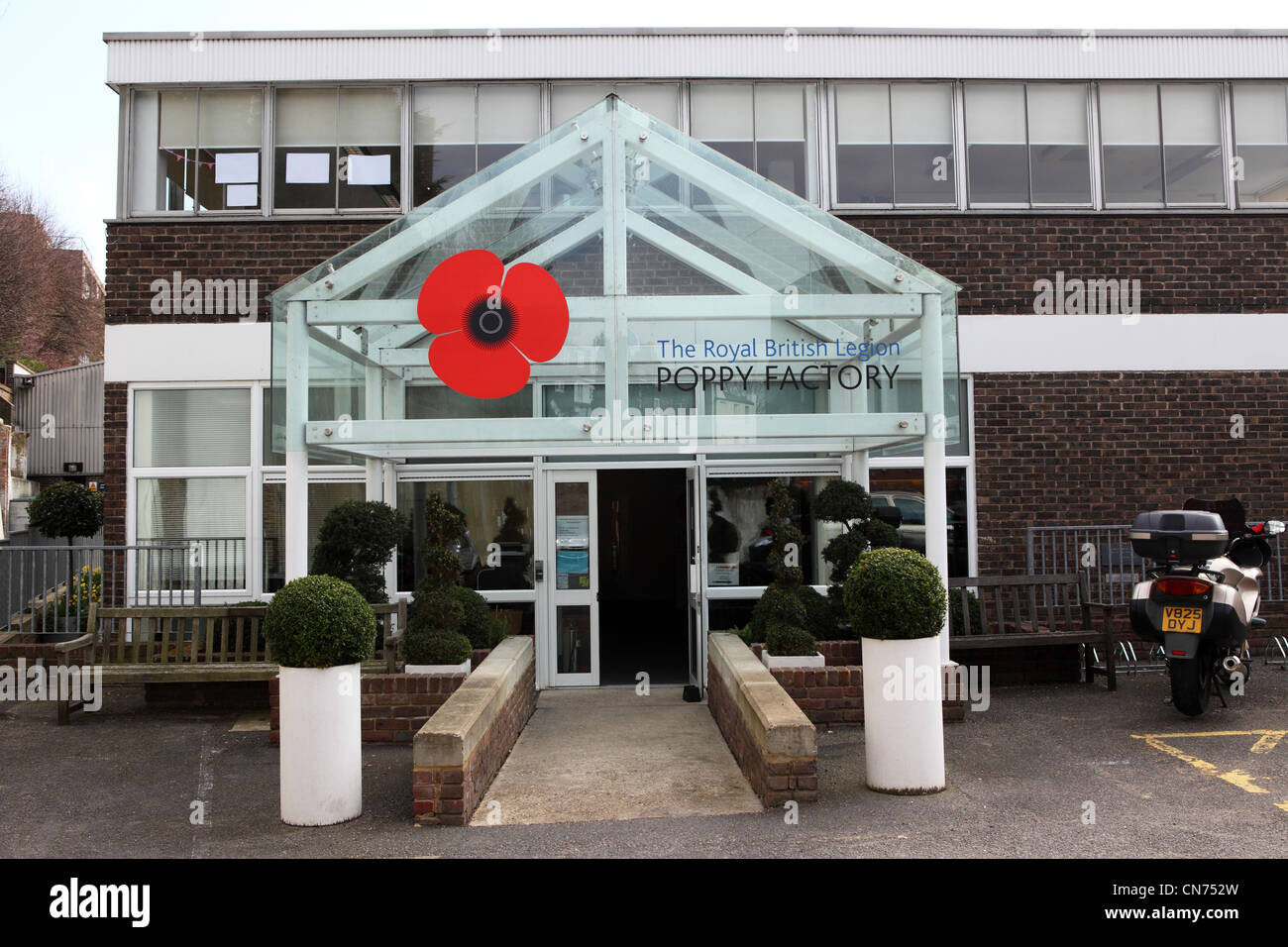 Entrance to the Royal British Legion's Poppy Factory in Richmond ...