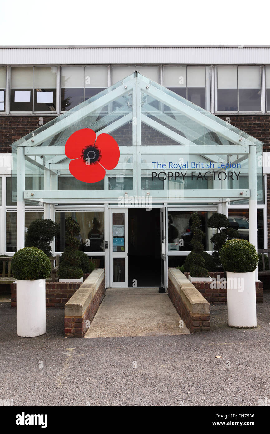 Entrance to the Royal British Legion's Poppy Factory in Richmond ...