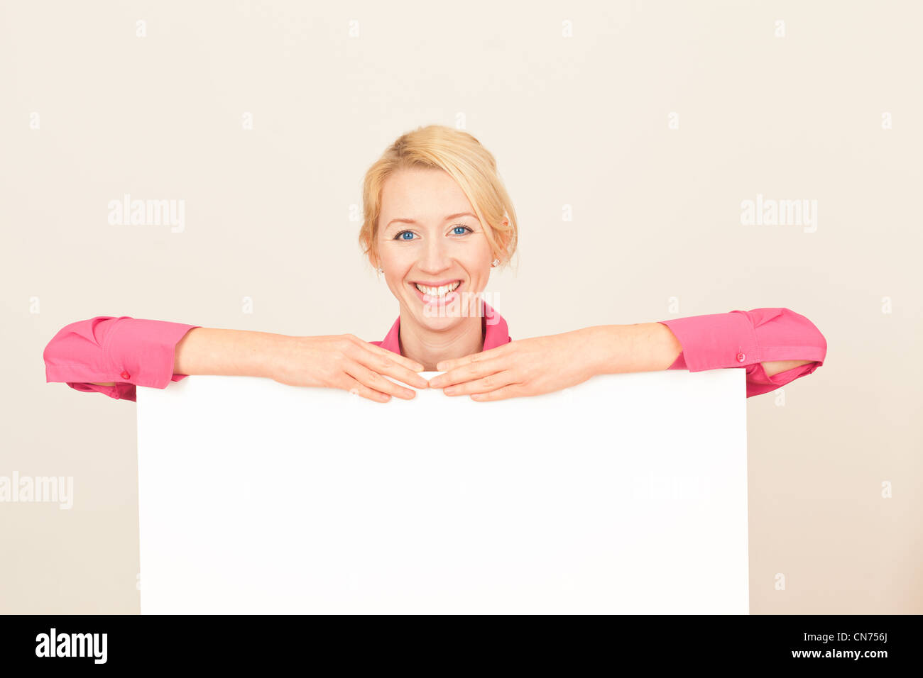 Woman with Poster Stock Photo - Alamy