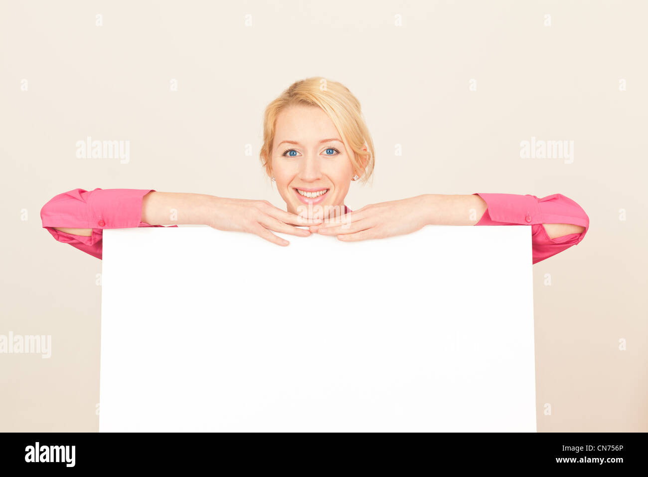 Woman with Poster Stock Photo - Alamy
