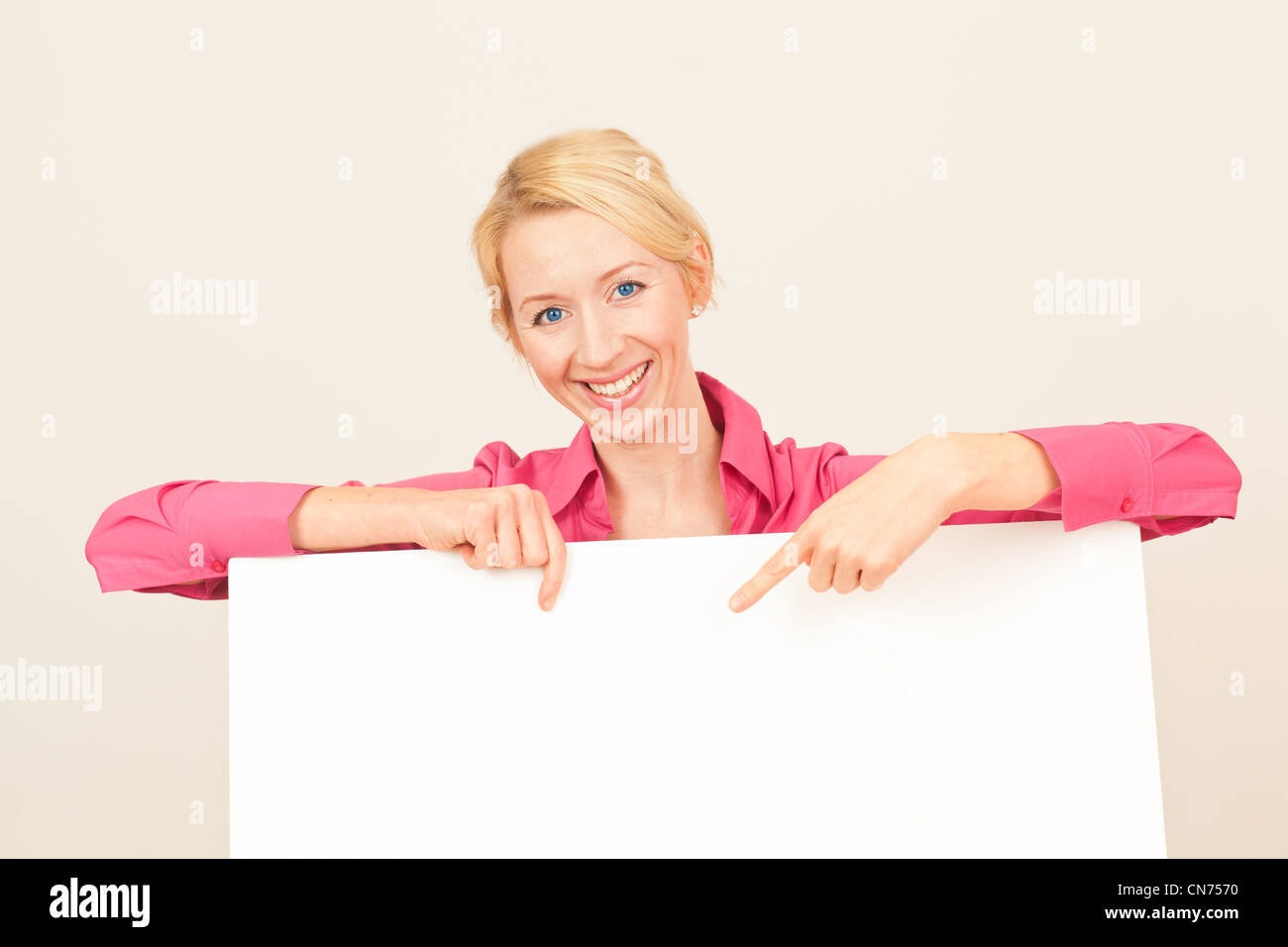 Woman with Poster Stock Photo - Alamy
