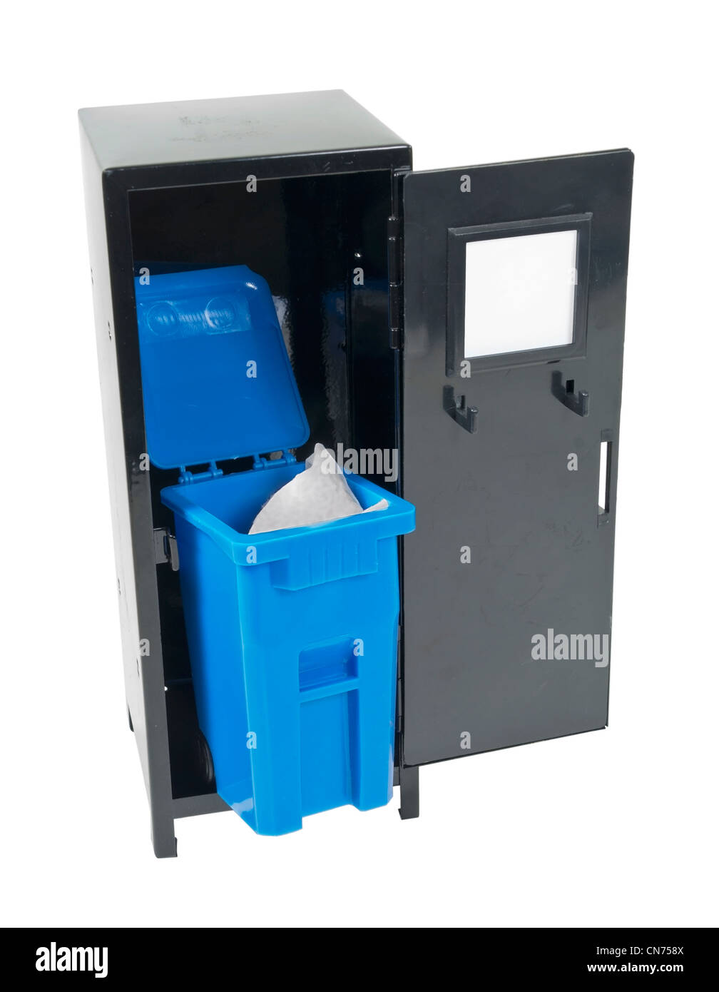 Recycling school items shown by a recycling bin inside a locker - path ...