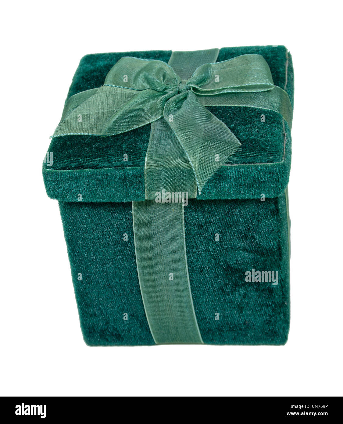 Green velvet box with a bow for a gift - path included Stock Photo - Alamy