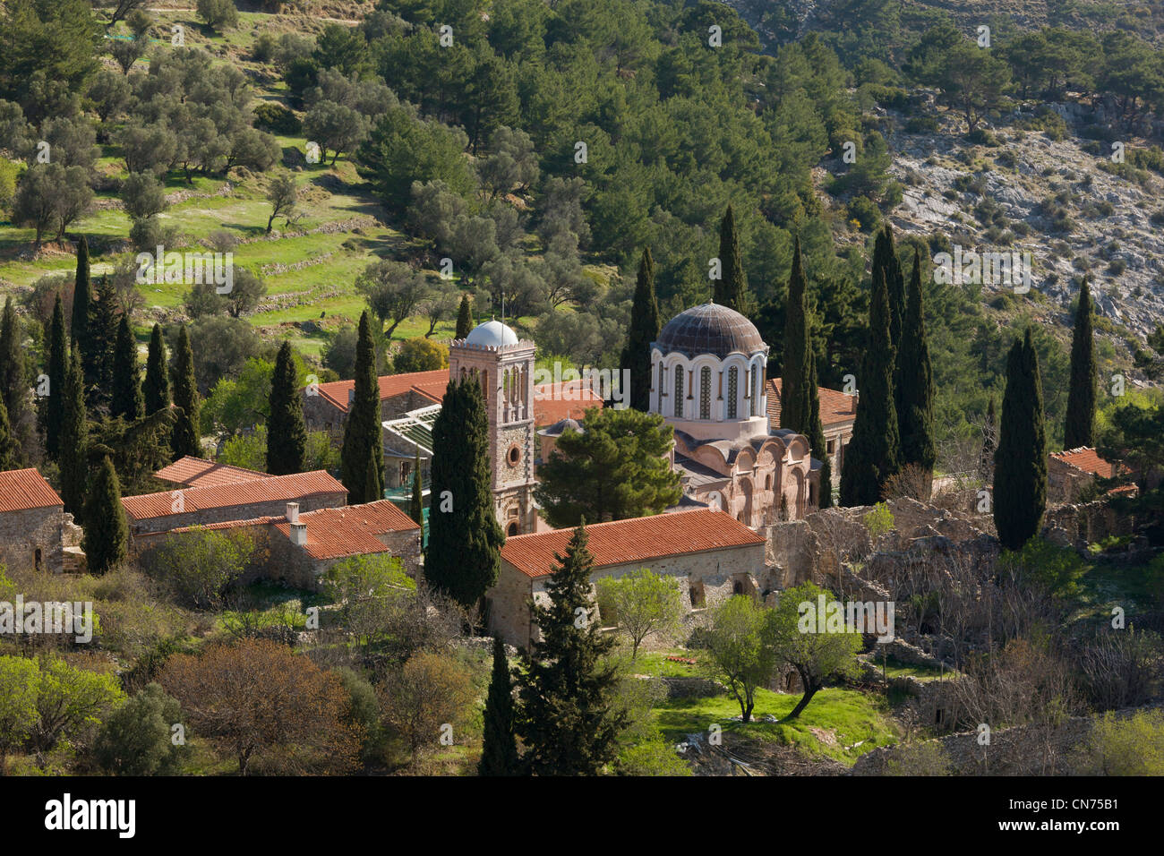 Nea Moni, ancient 11th century Byzantine monastery in the mountains of ...