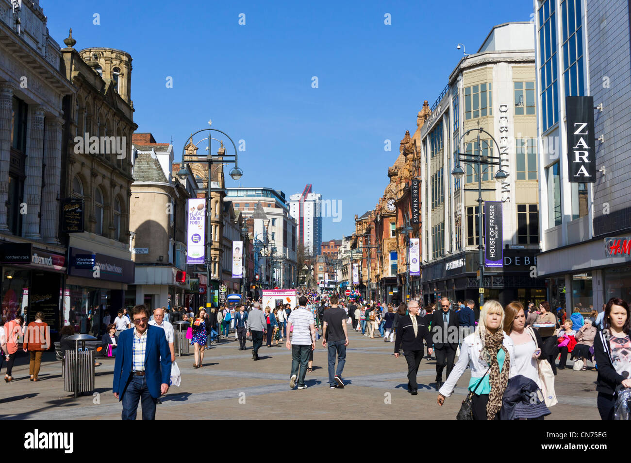 Briggate (the main shopping street) in the city centre, Leeds, West ...