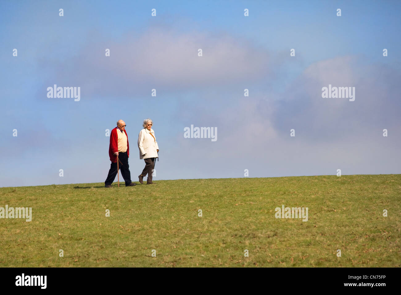Elderly couple walking in the countryside Stock Photo - Alamy