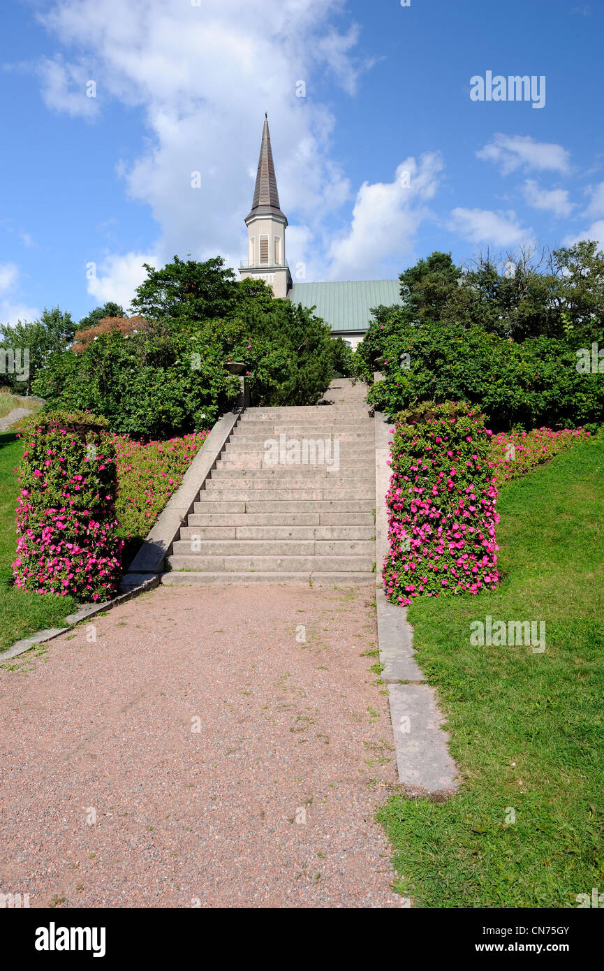 A staircase from the Church park of Hanko town to the Church of Hanko ...