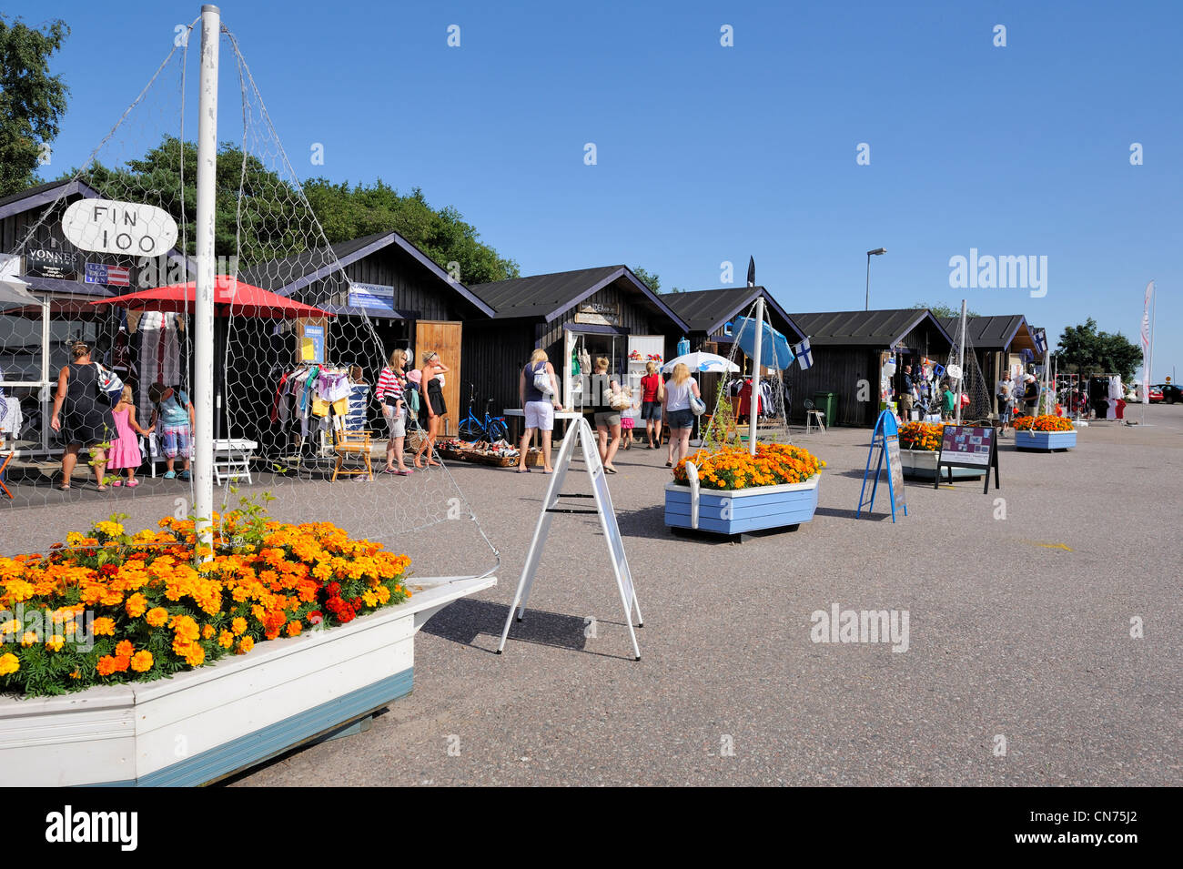 Summer market in the Eastern Harbour of Hanko town. The Eastern Harbour ...