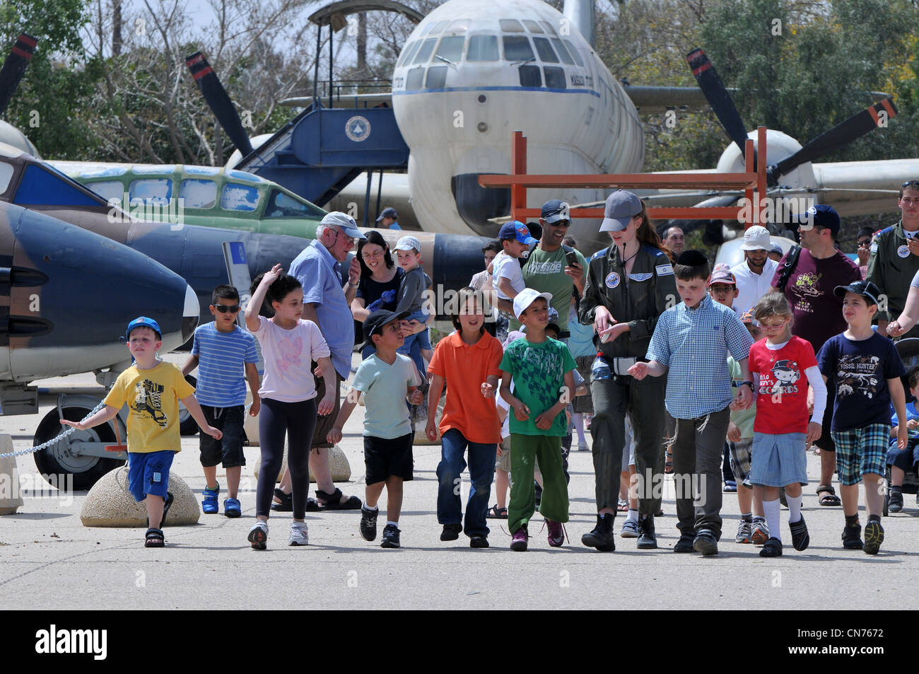 Israelis visit the Israel Air Force Museum on April 09, 2012. The ...