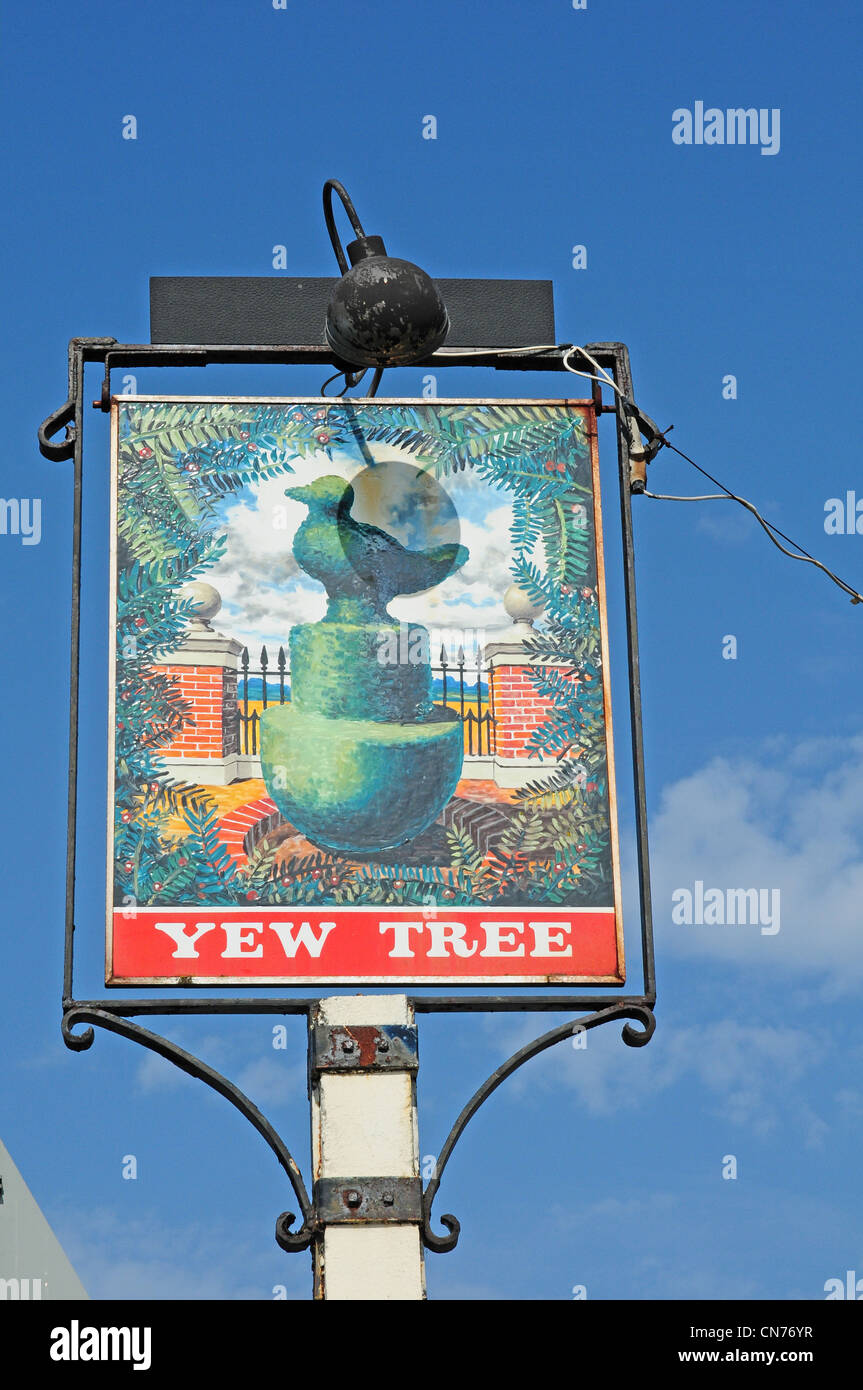 Sign for The Yew Tree Public House, Hayling Island Stock Photo - Alamy