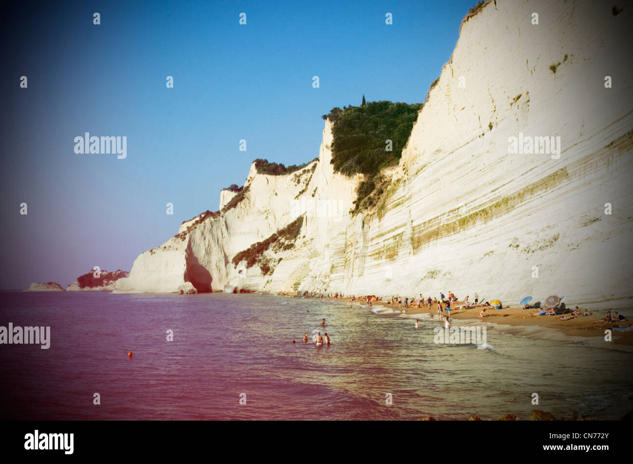 Lomo style picture of Peroulades beach, Corfu Island, Greece Stock ...