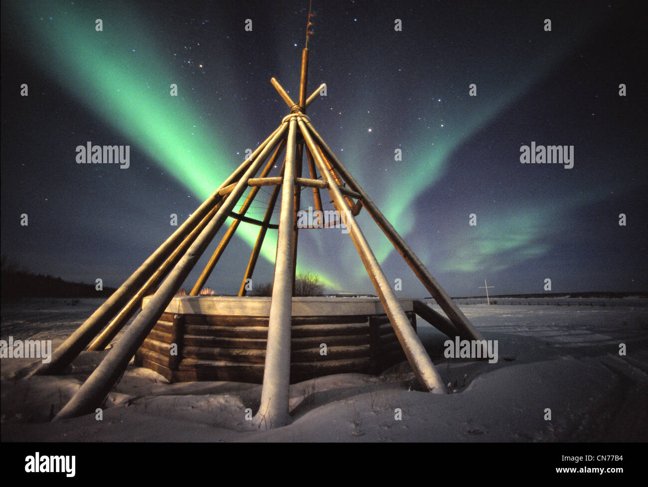 Papal Grounds with Northern Lights across Sky, Fort Simpson, NWT Stock ...