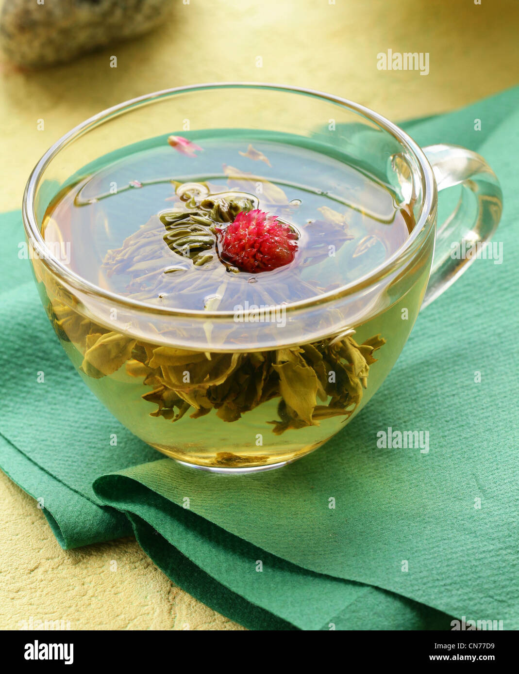 exotic green tea in the form of a flower Stock Photo - Alamy