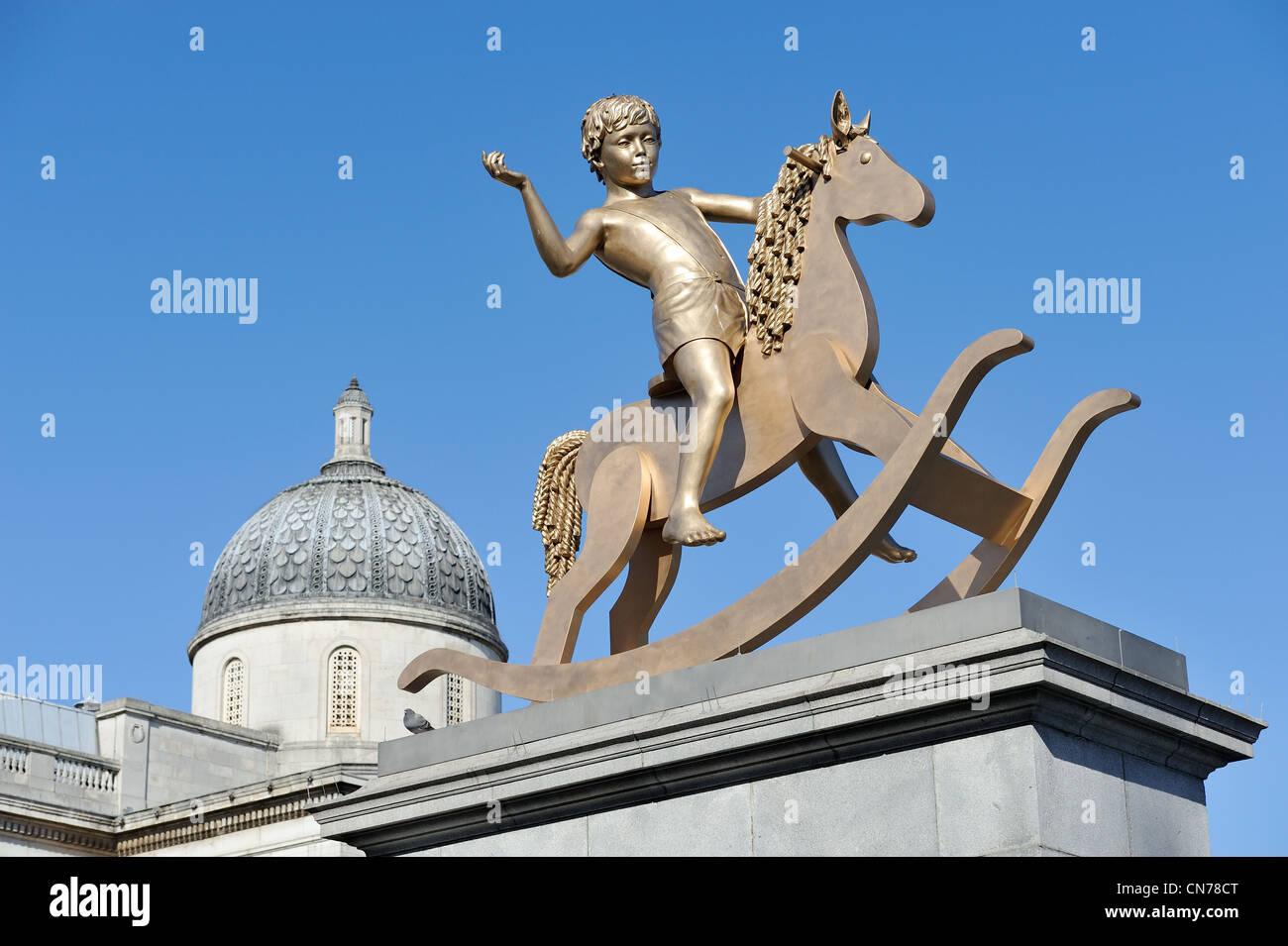 The boy on a rocking horse on the fourth plinth Trafalgar Square London ...
