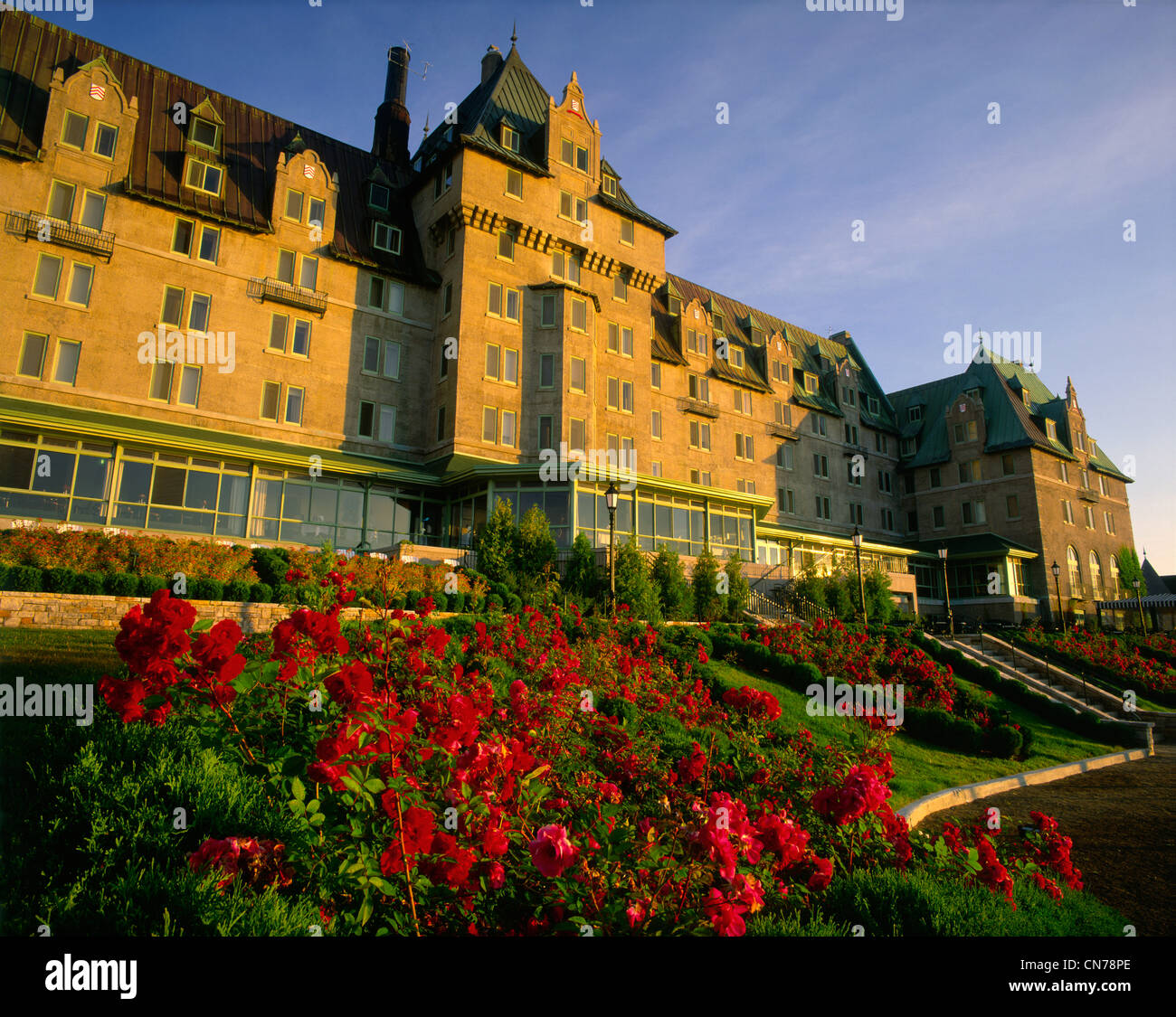 Manoir Richelieu at Sunrise, Pointe-au-Pic, Quebec Stock Photo - Alamy