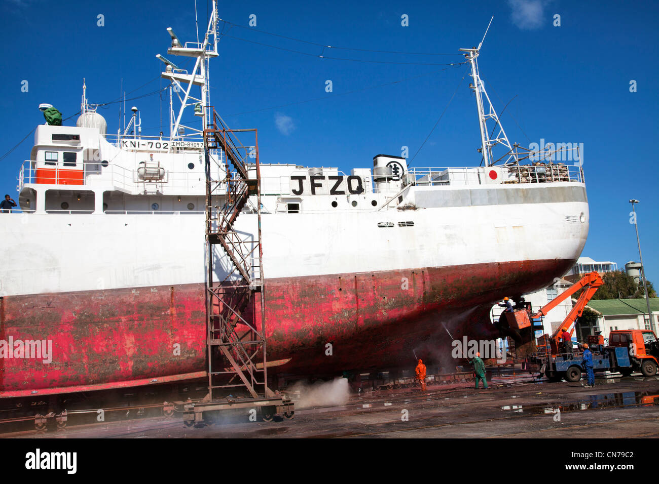Toei Maru Japanese Fishing Trawler being washed at Shipyard in ...