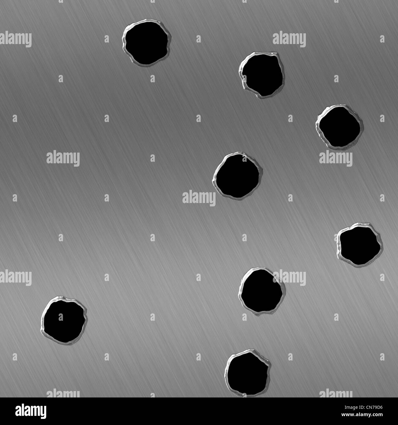 Bullet holes shot into a brushed metal texture Stock Photo - Alamy