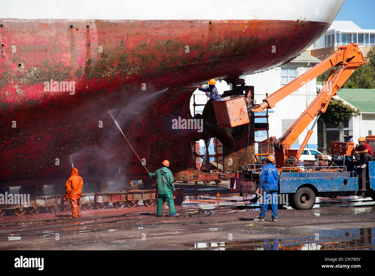 Toei Maru Japanese Fishing Trawler being washed at Shipyard in ...