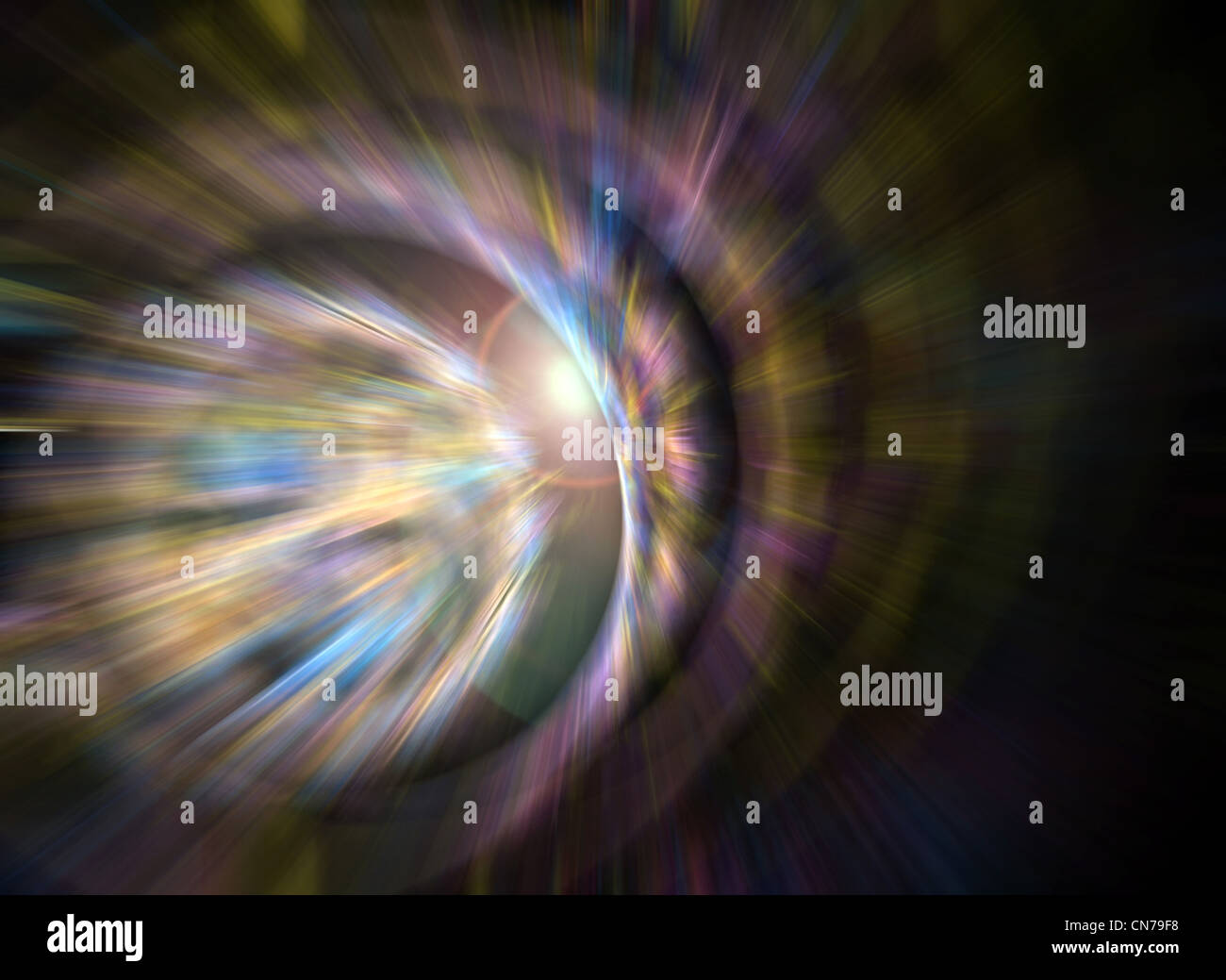 A 3D abstract fractal layout with blur motion effects and a lens flare ...