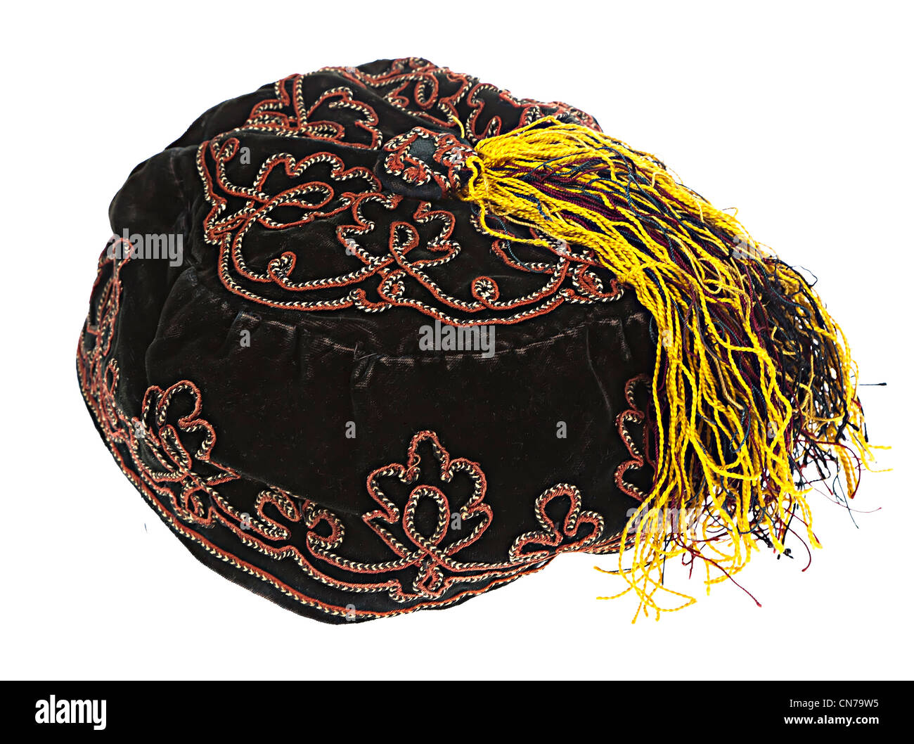 Antique embroidered smoking hat with tassles, UK Stock Photo - Alamy