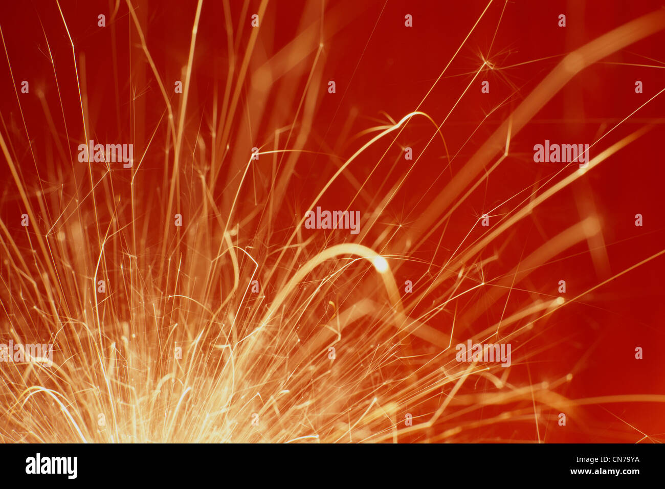Sparks Flying Exploding detail Close Up Stock Photo - Alamy