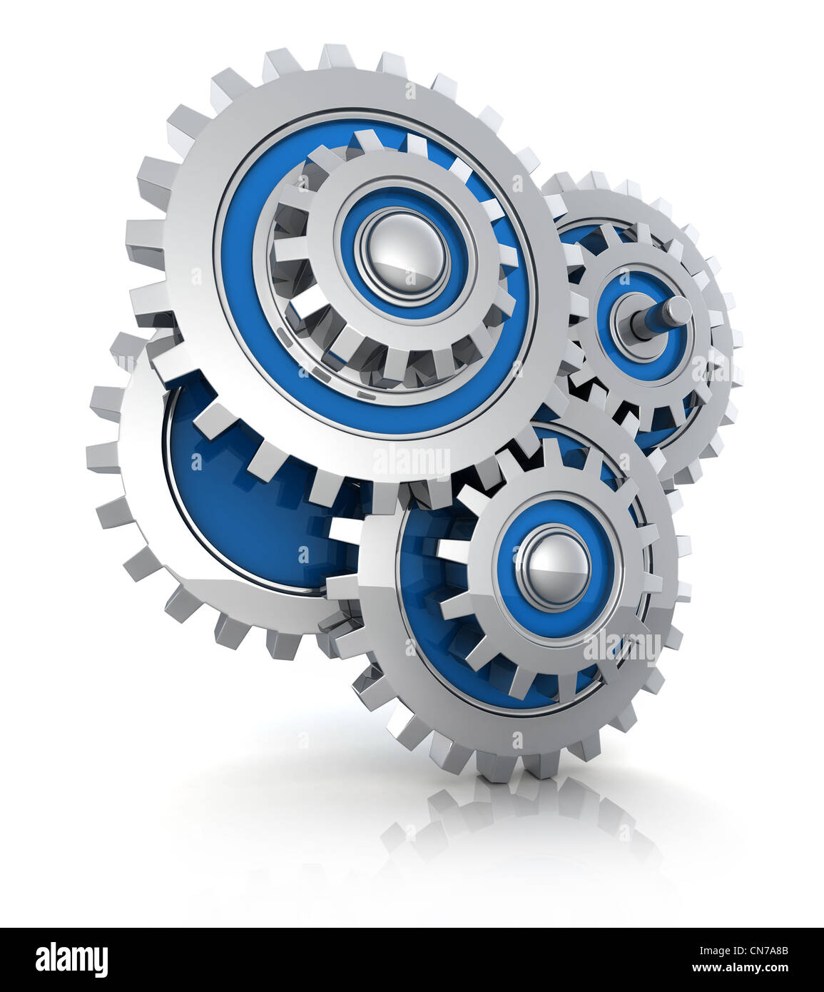 Four abstract gears (on white background, done in 3d Stock Photo - Alamy