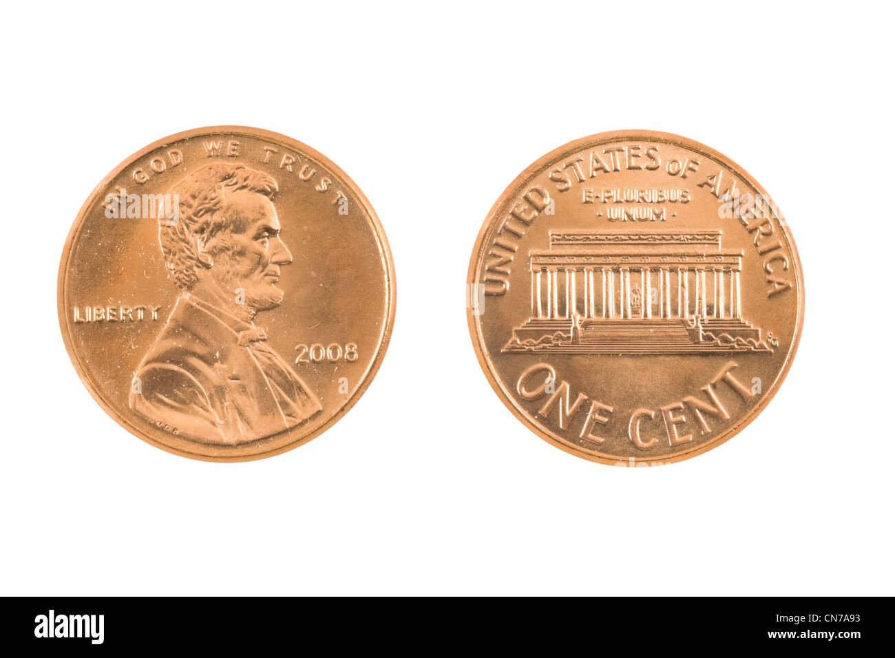 United States Penny isolated on white background Stock Photo - Alamy