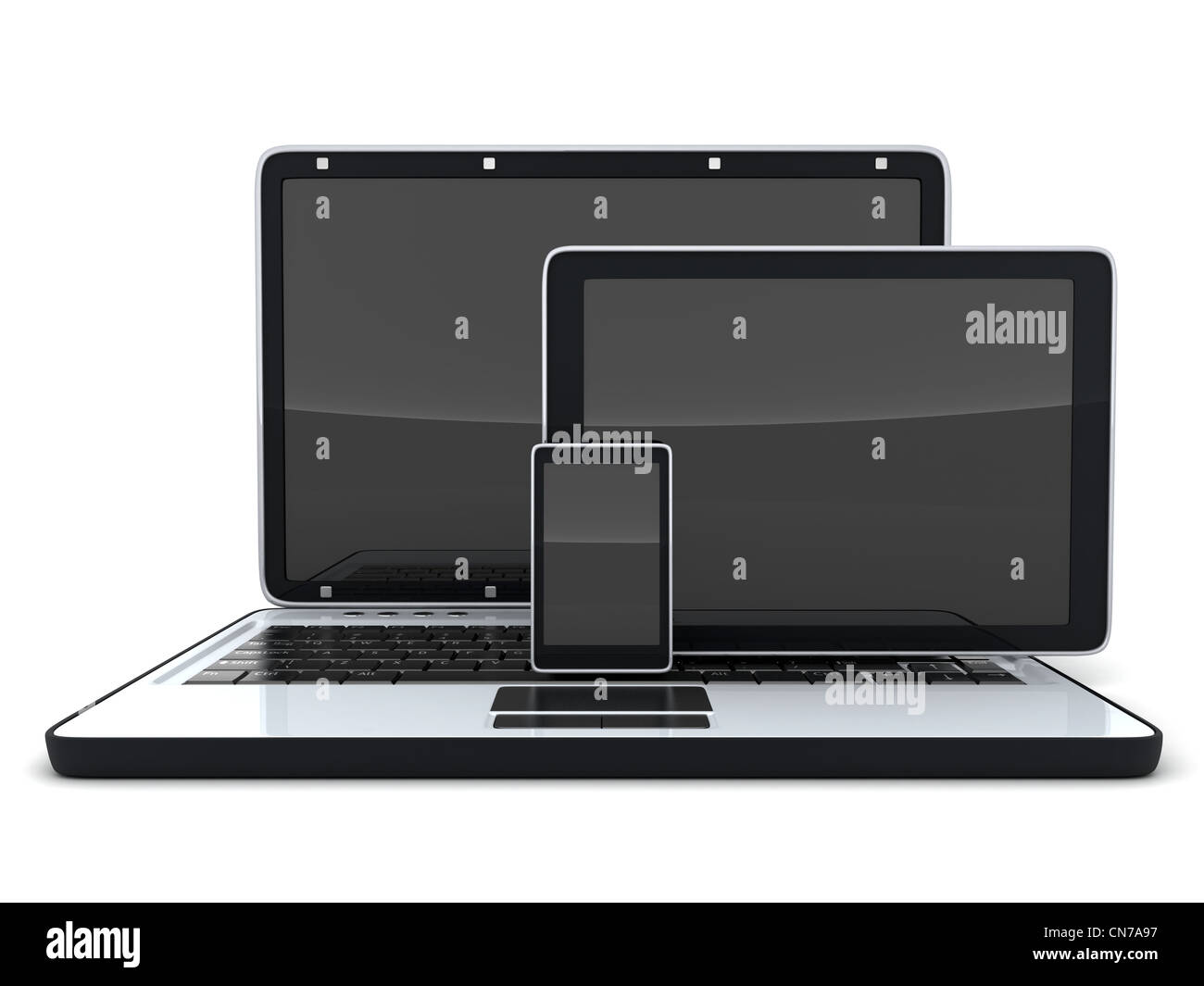 Laptop pad phone done in hi-res stock photography and images - Alamy