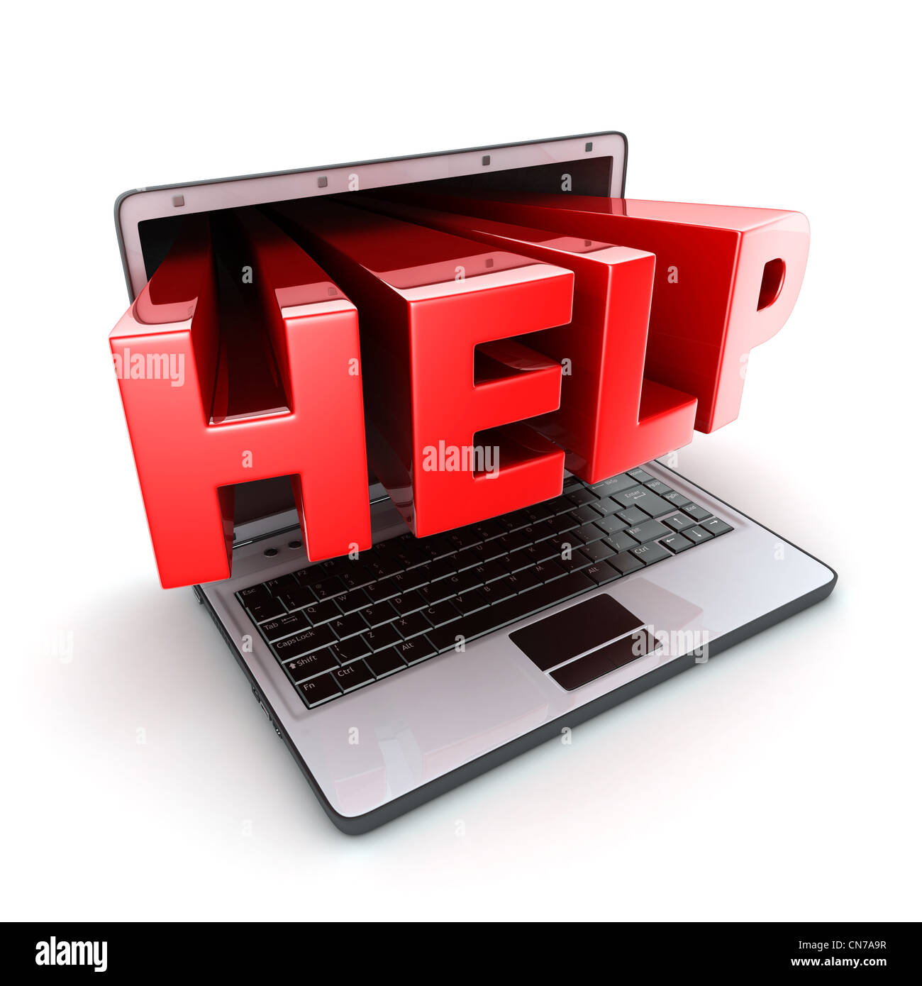 Laptop help symbol (done in 3d, isolated Stock Photo - Alamy