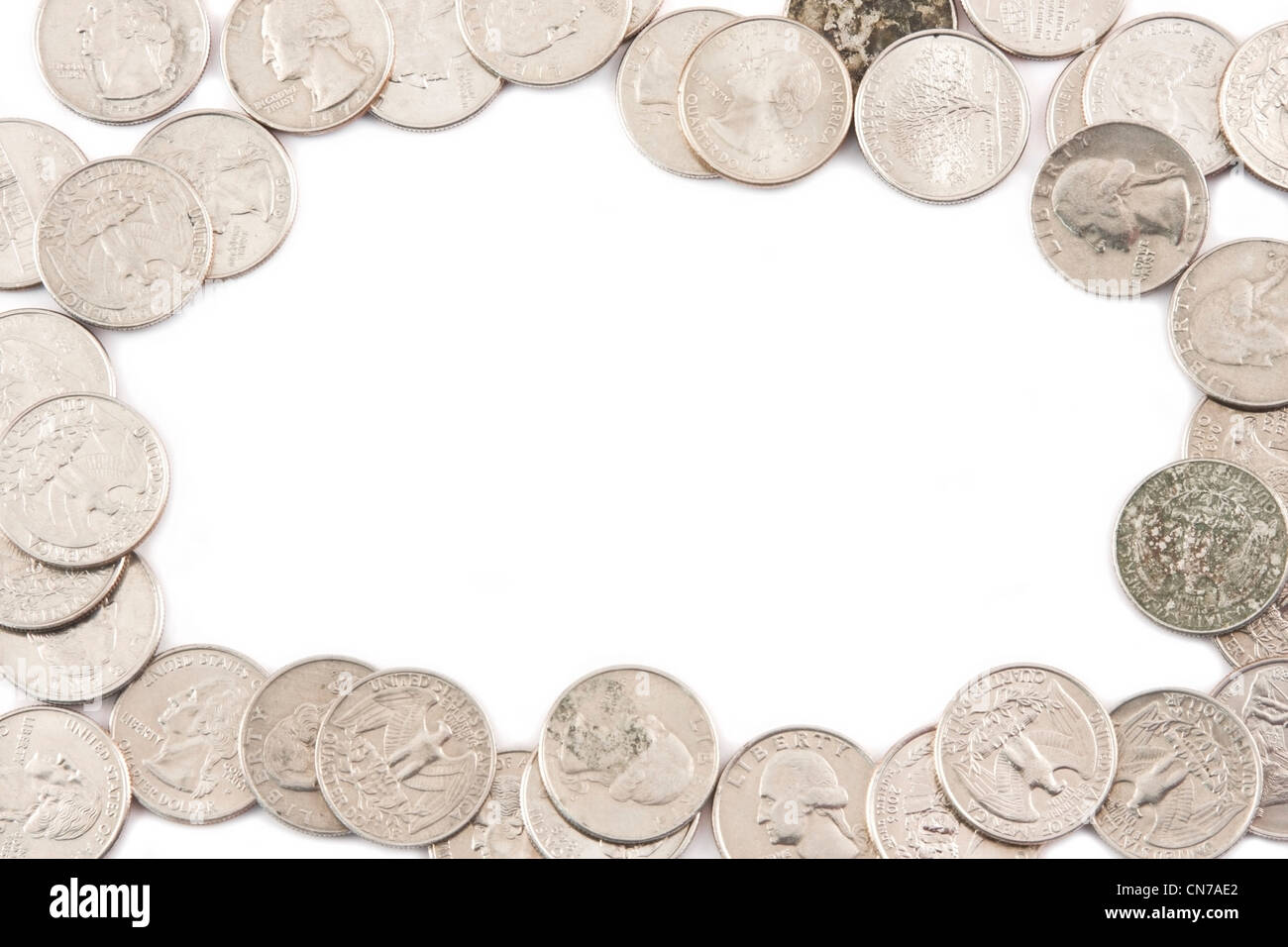 Quarters Bordering white background Stock Photo - Alamy