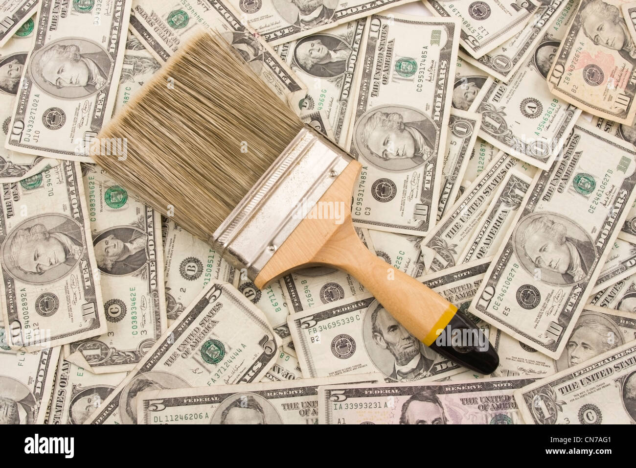 Paintbrush on background American of money Stock Photo - Alamy