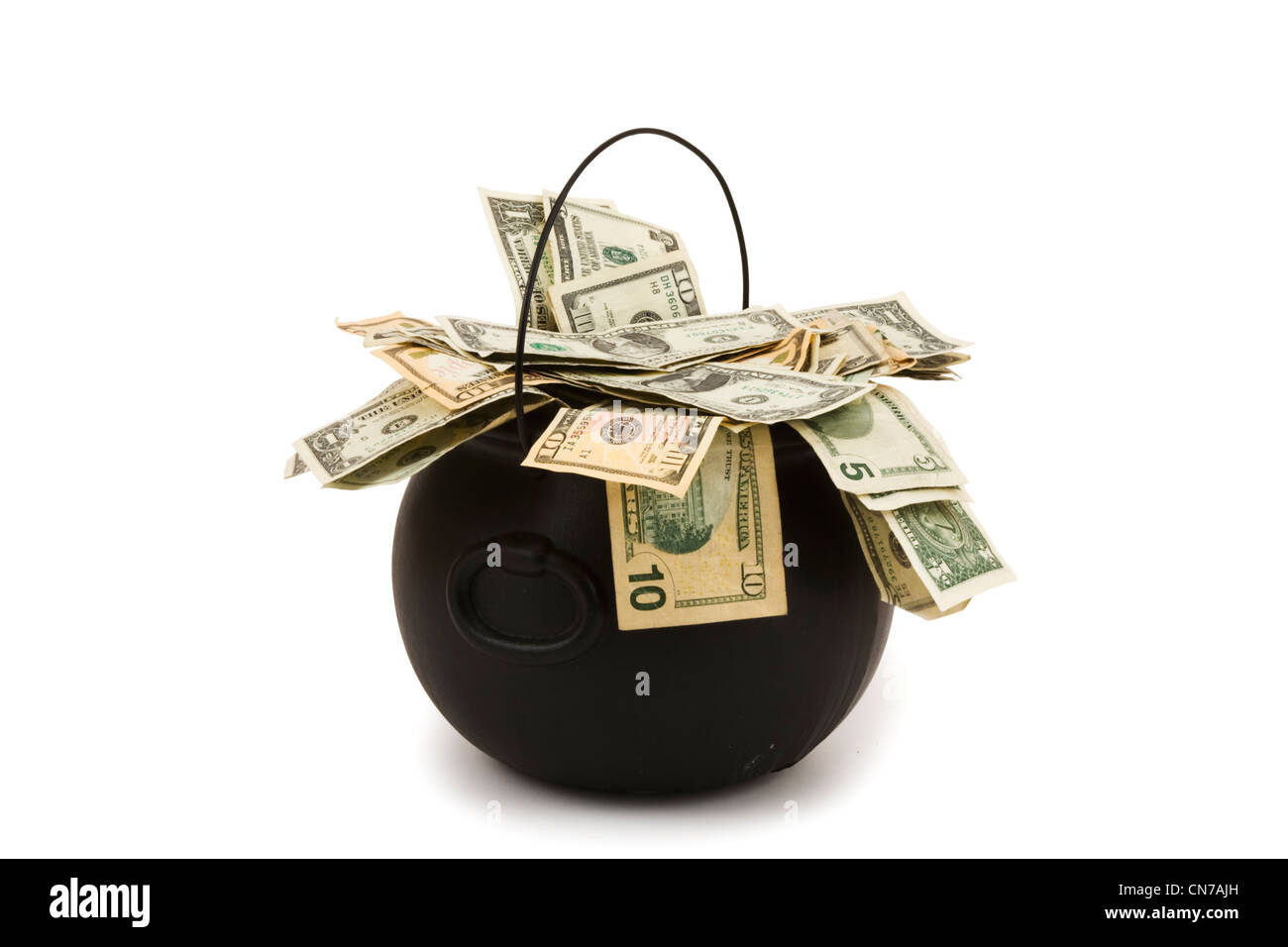 Pot full of American money isolated on white Background Stock Photo - Alamy