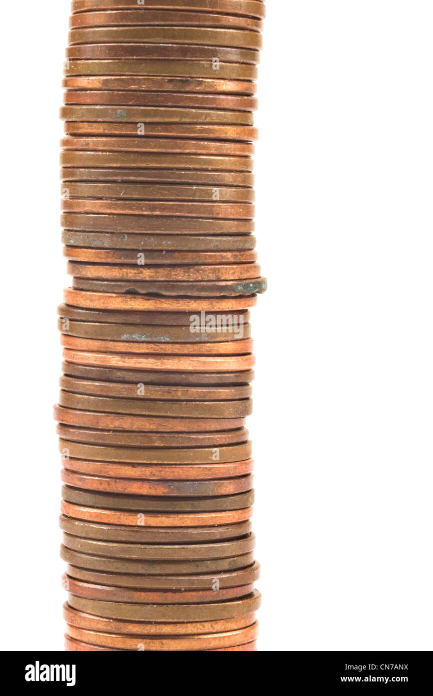 Stack of American pennies on white background Stock Photo - Alamy