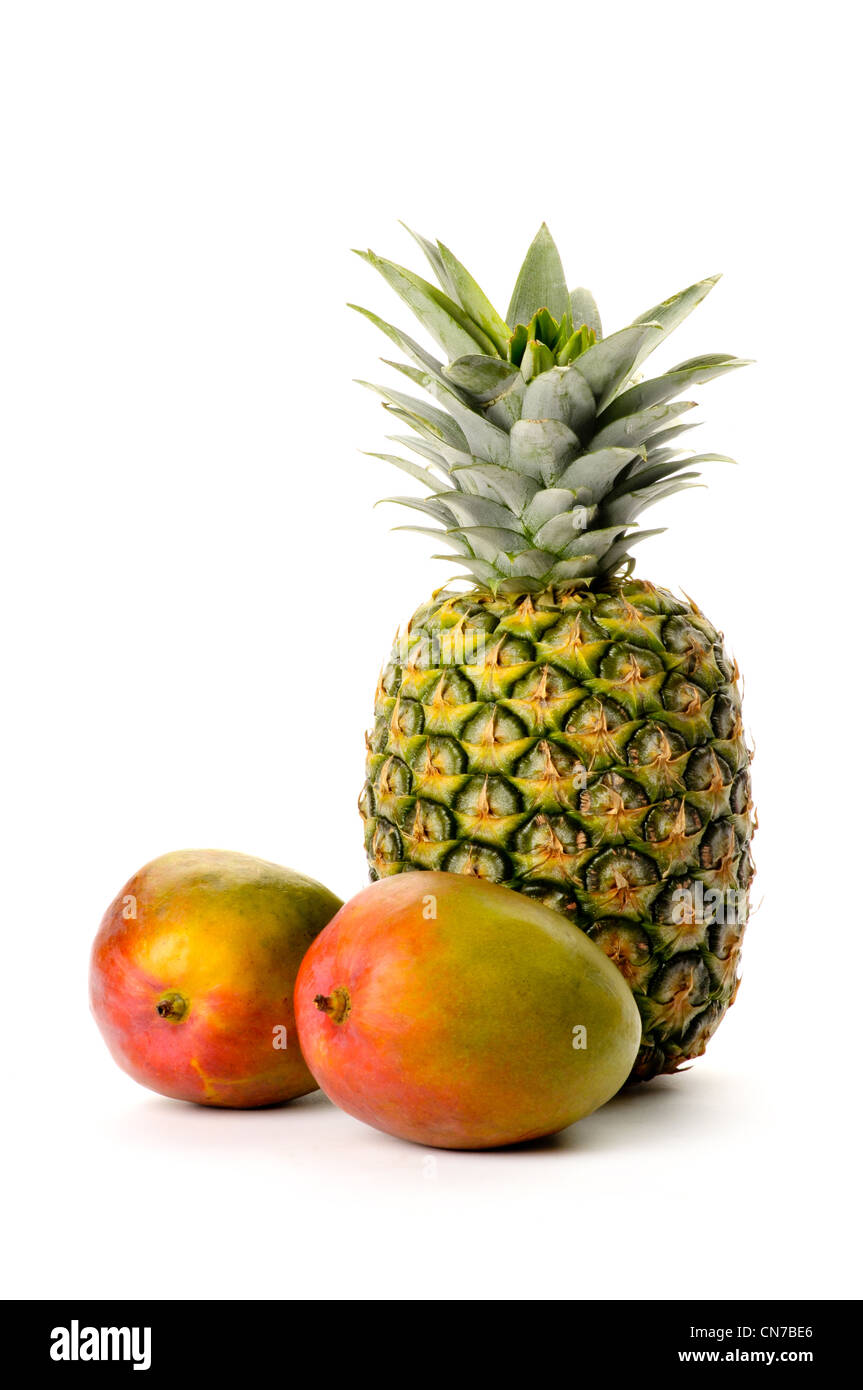 fresh fruit white background Stock Photo - Alamy