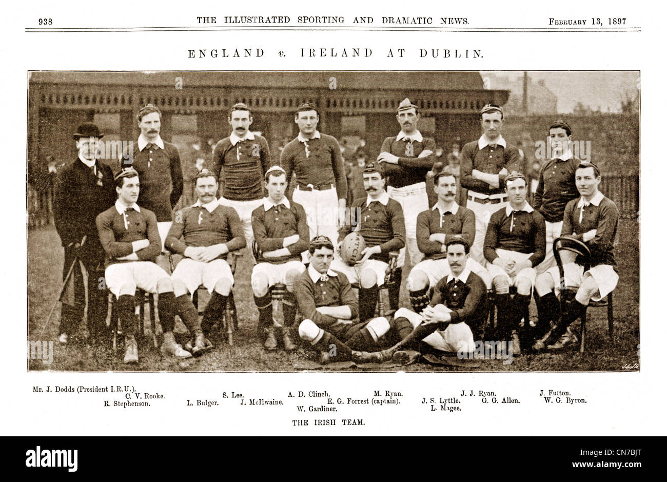 Ireland Team v England, 1897 photo of the victorious Irish team at ...