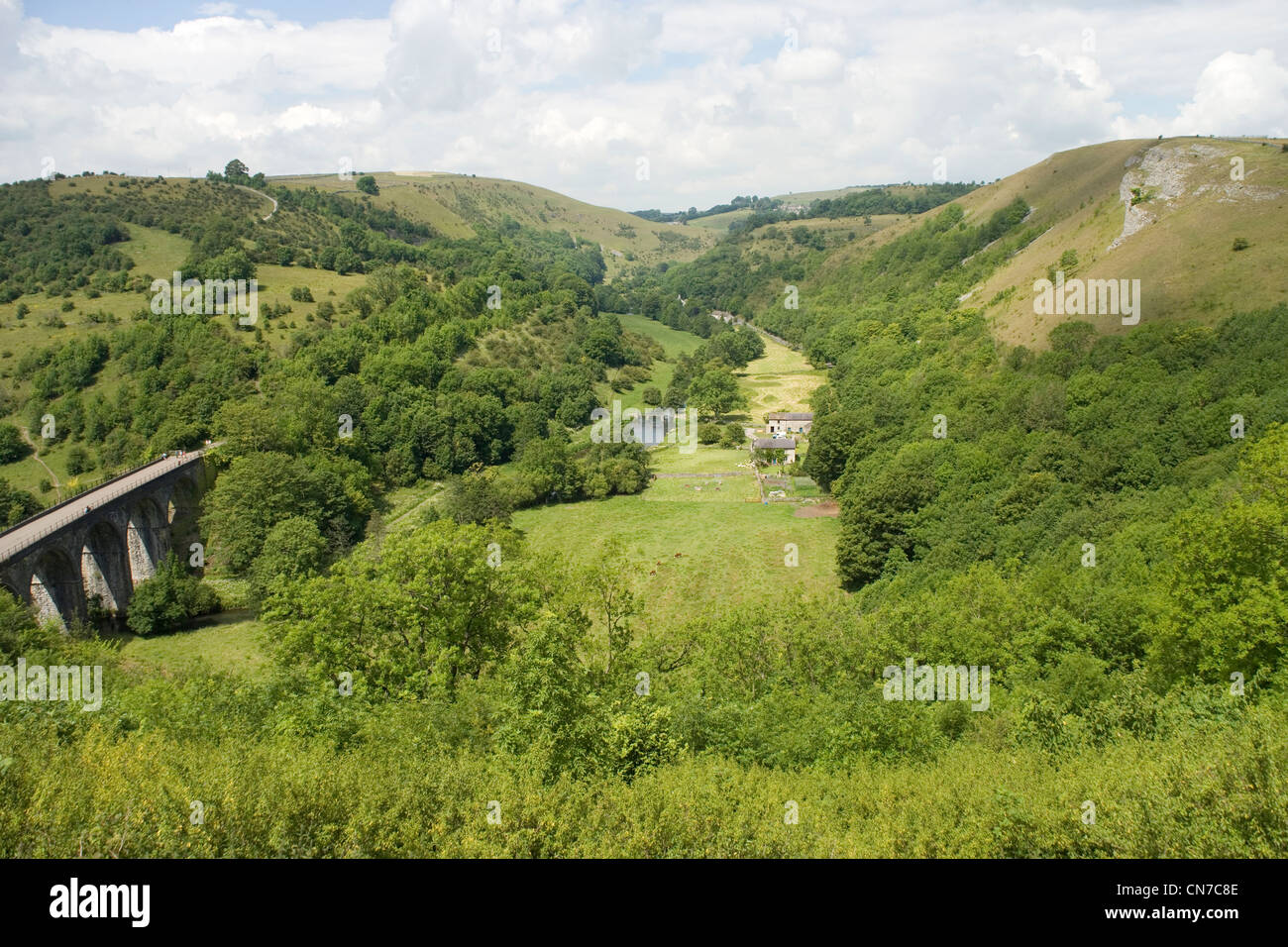 Monsal Dale railway bridge from Monsal Head in the Peak District in ...