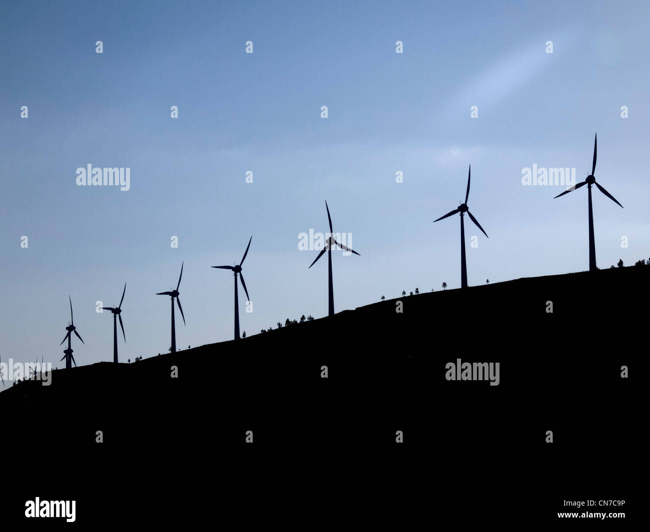 Wind turbine farm on a hill Stock Photo - Alamy