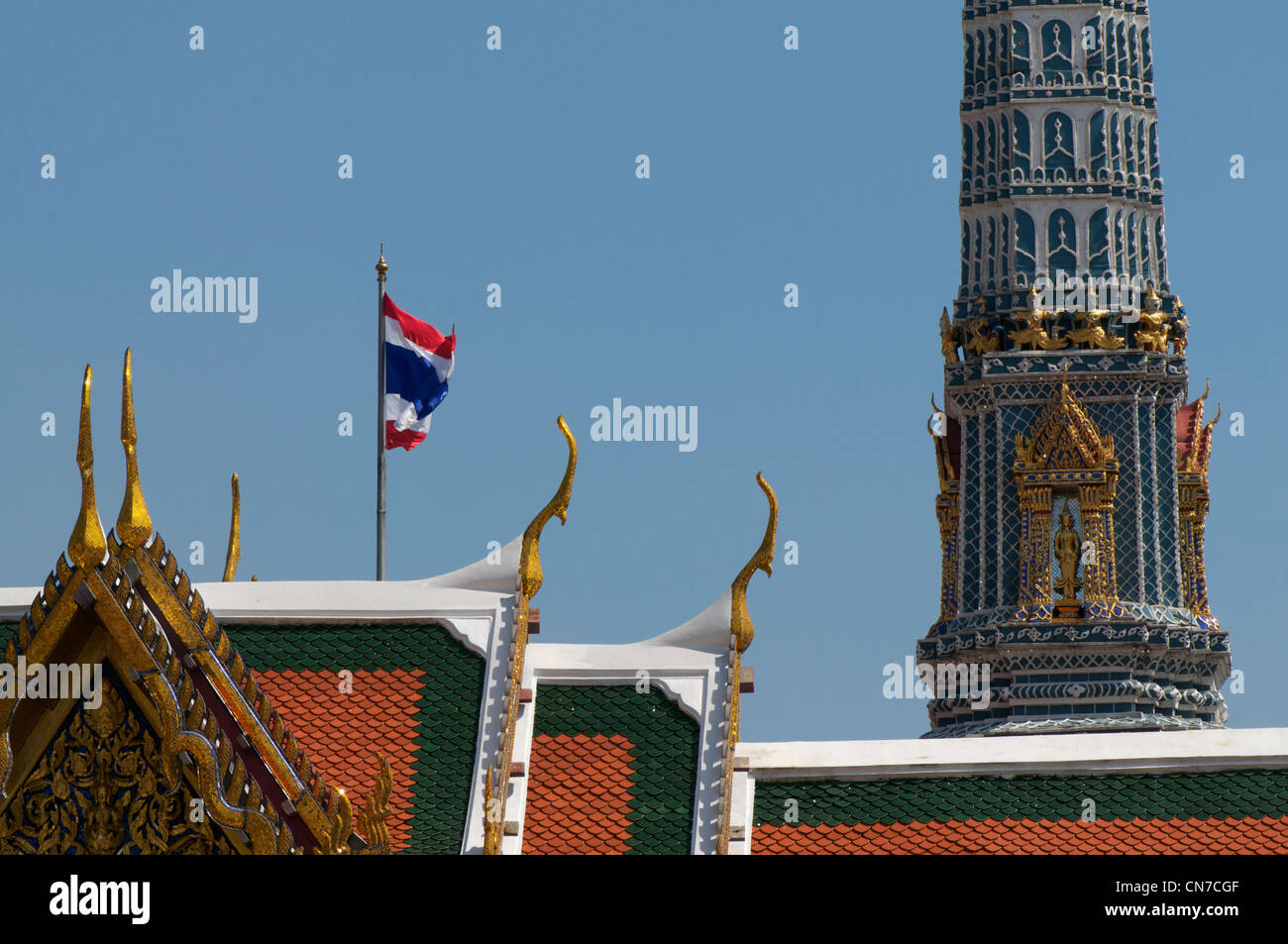 Thai flag over temple Stock Photo - Alamy