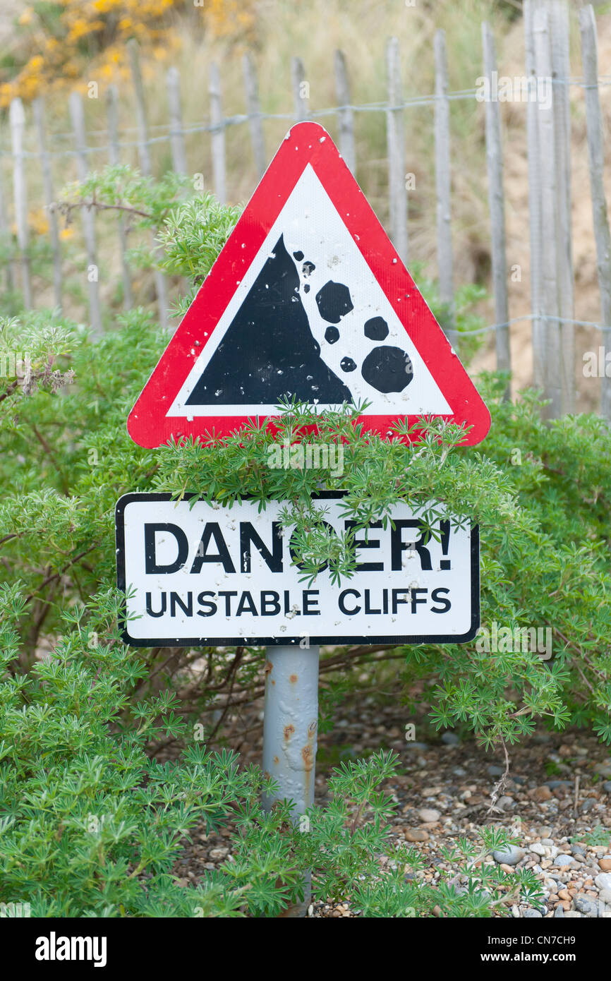 Danger Unstable Cliff sign Stock Photo - Alamy