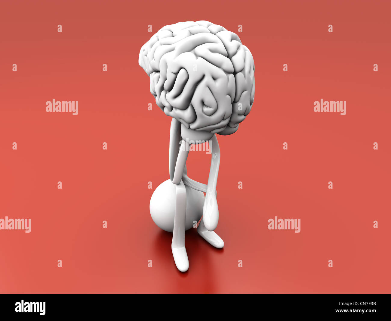 A cartoon figure con a huge brain Stock Photo - Alamy