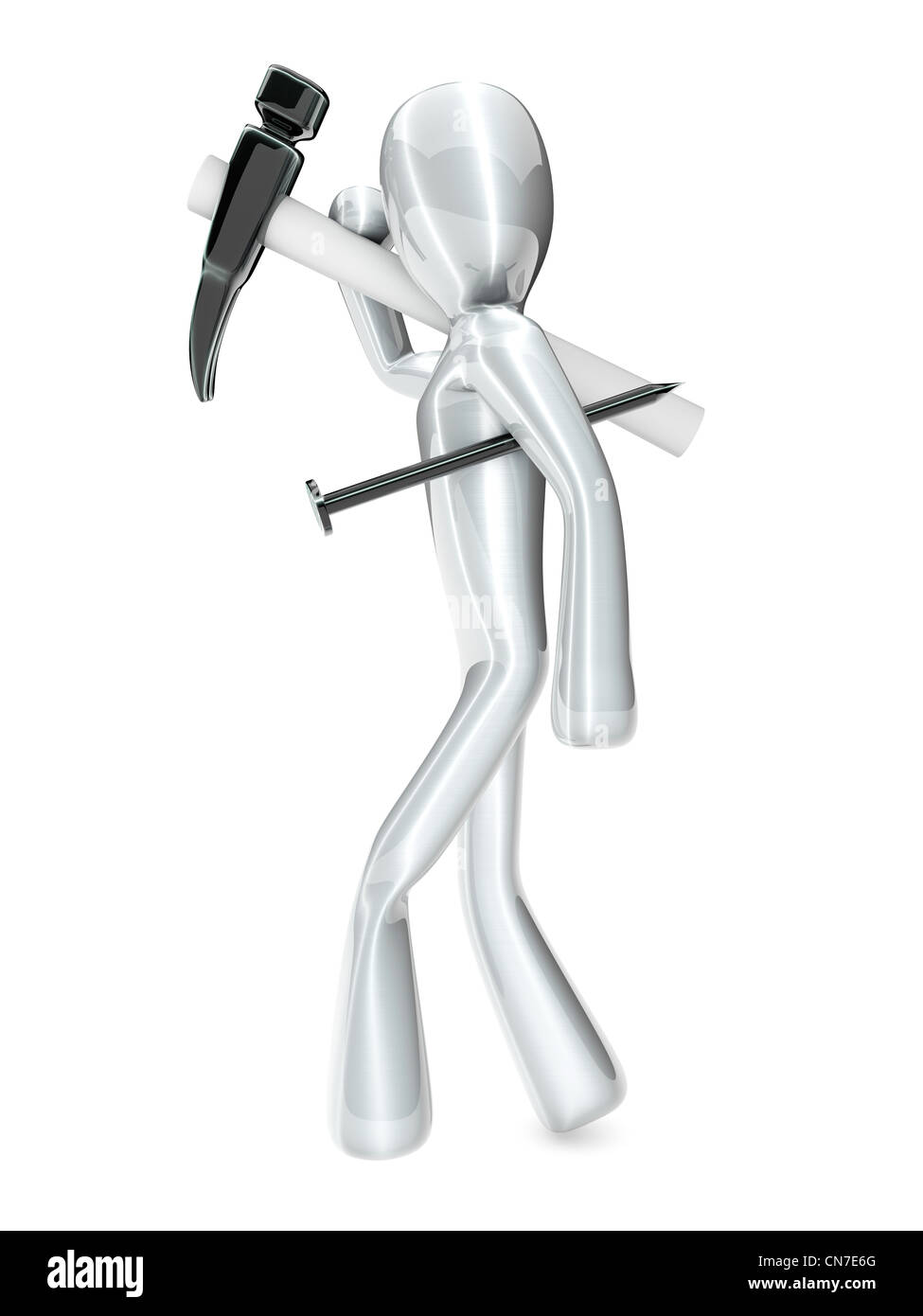 A cartoon craftsman with tools Stock Photo - Alamy