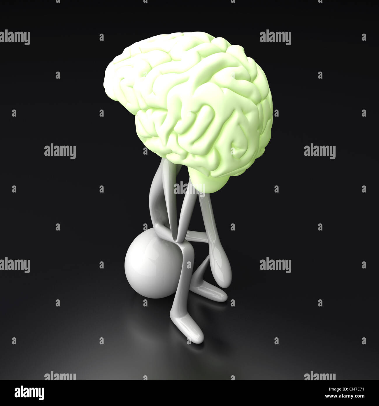 A cartoon figure con a huge brain Stock Photo - Alamy
