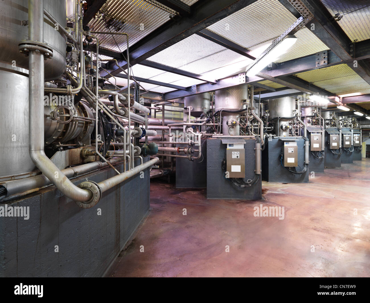 interior perspective of the heating pipe system in an industrial area ...