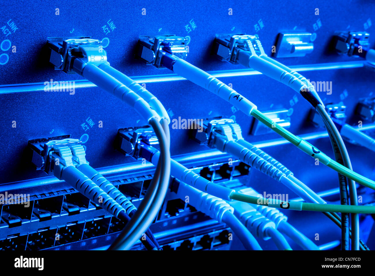 optic fiber cables connected to data center Stock Photo - Alamy