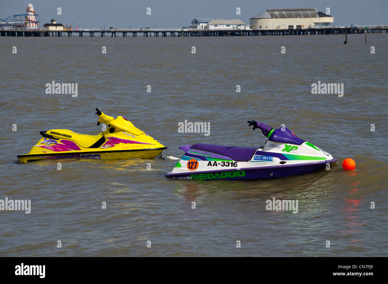 jet ski boats floating in the sea Stock Photo - Alamy