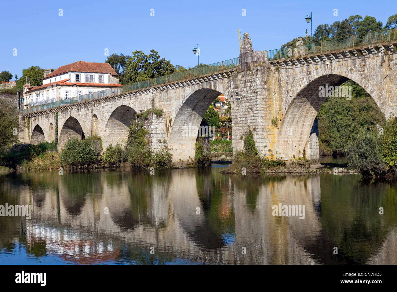 ancient roman bridge of Ponte da Barca in the north of Portugal Stock ...