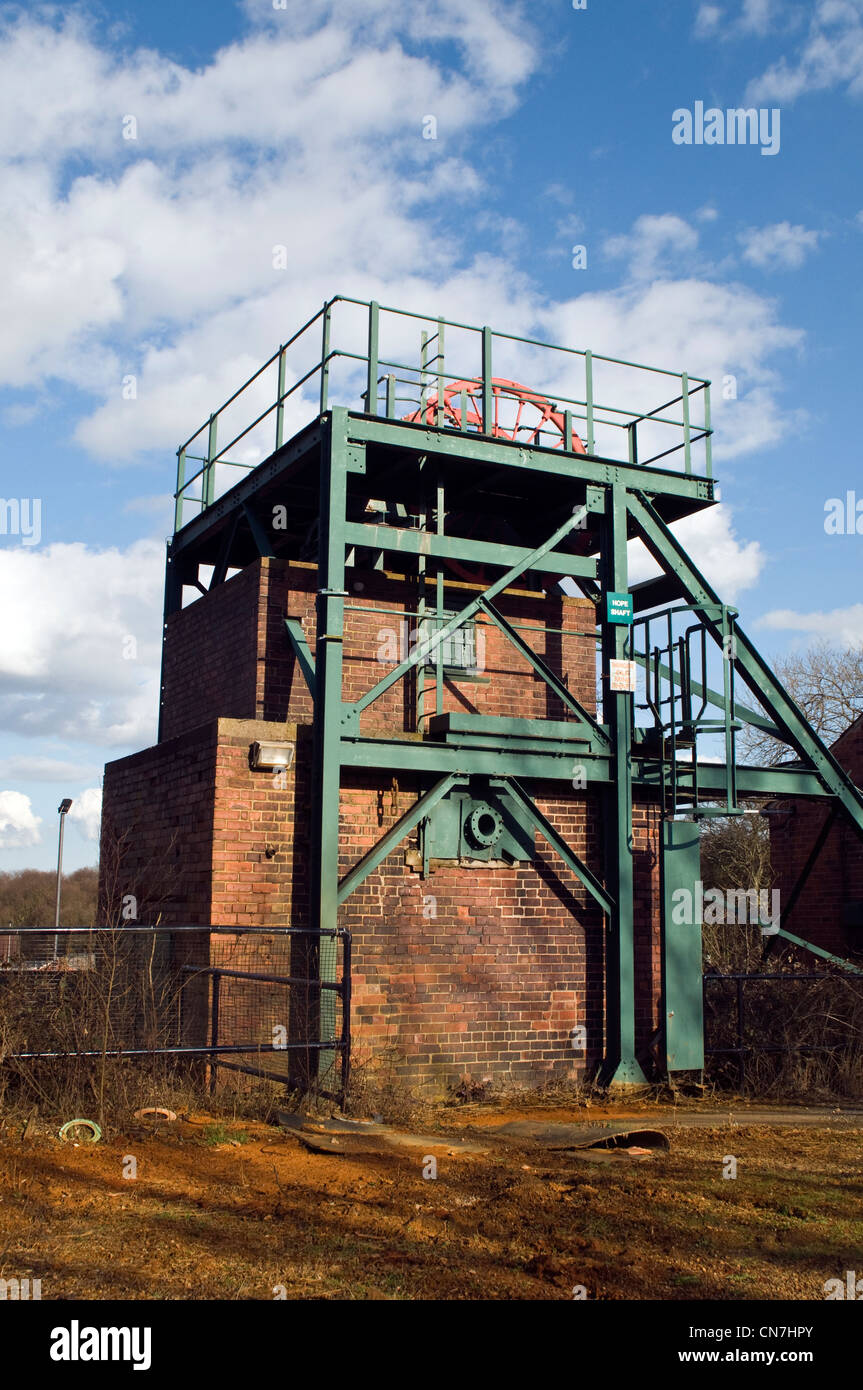 Old pit head winding wheel hi-res stock photography and images - Alamy