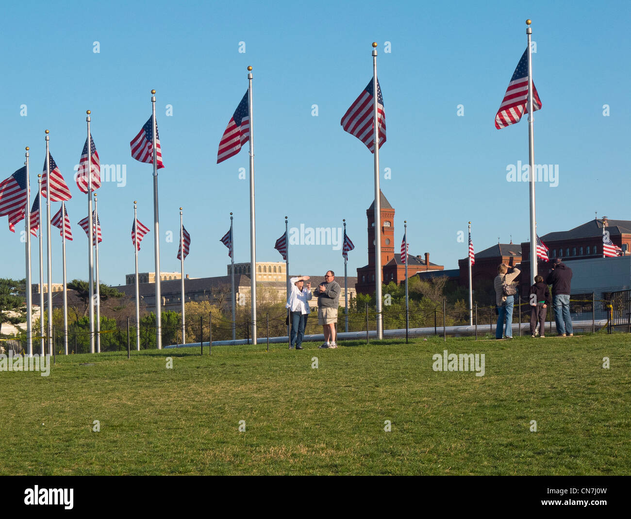 American flags flying in Washington DC Stock Photo - Alamy
