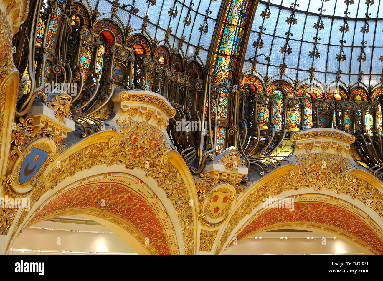 France, Paris, the Galeries Lafayette department store on boulevard ...